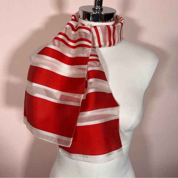 Vintage | Accessories | Vintage 6 70 Mod Mcm Striped Red White Taffeta ...